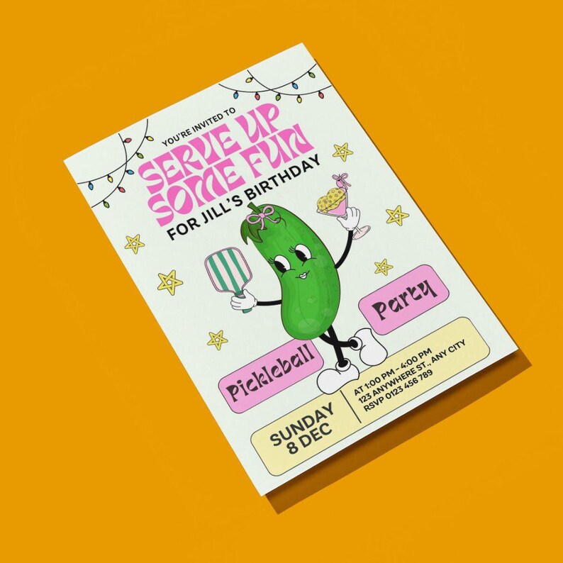 Pickleball Invite, Customizable Pickle Ball Birthday Party Invitation ...