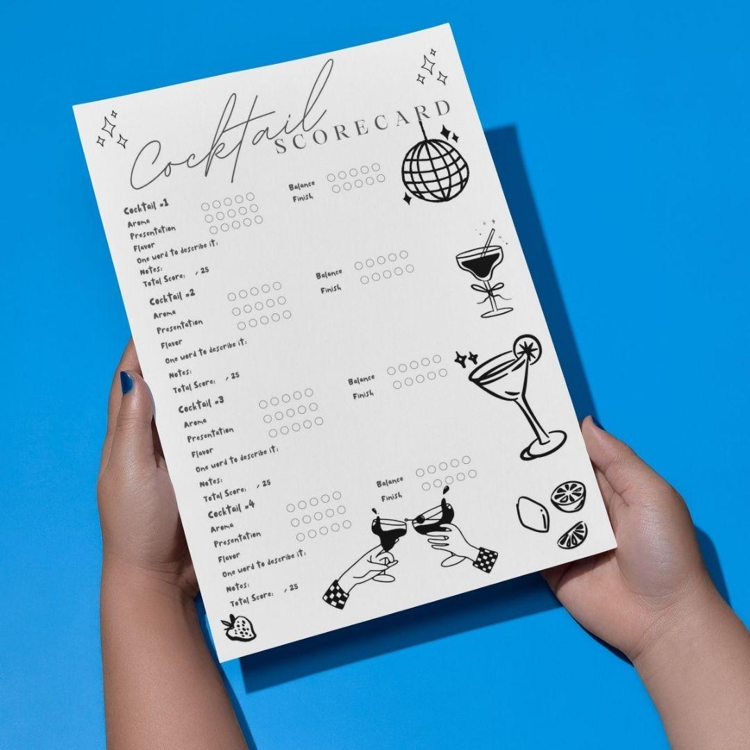 Cocktail Scorecard Printable | Bachelorette Party Game Night | Drink ...