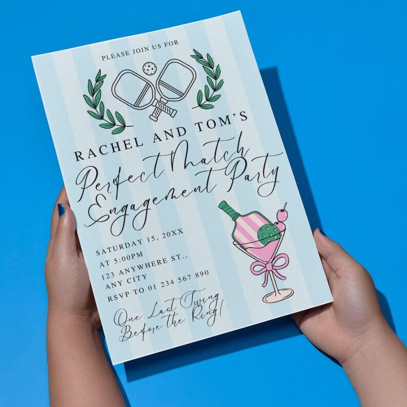 Pickleball Engagement Party Invitation: Customizable Celebration Invite ...