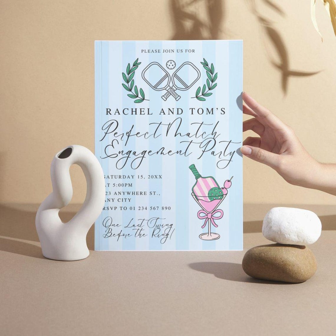 Pickleball Engagement Party Invitation: Customizable Celebration Invite ...