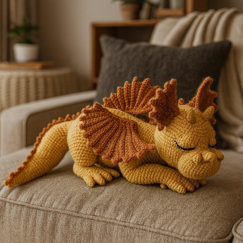 Crochet Sleeping Dragon Pattern: Amigurumi Plush With Wings (PDF ...