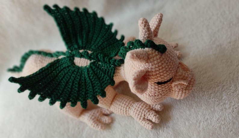 Crochet Sleeping Dragon Pattern: Amigurumi Plush With Wings (PDF ...