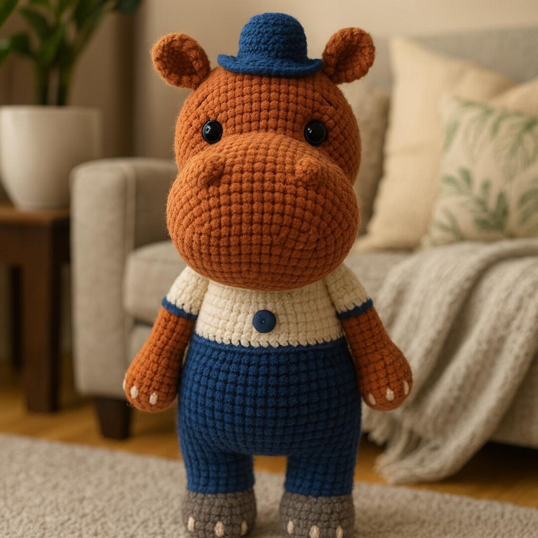 Amigurumi Hippo Crochet Pattern: Velvet Plush Toy With Clothes (PDF) - Etsy