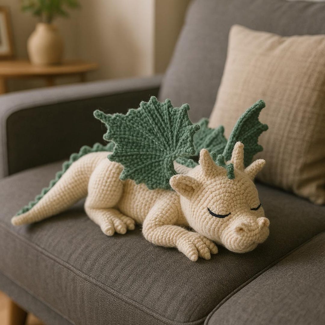 Crochet Sleeping Dragon Pattern: Amigurumi Plush With Wings (PDF ...
