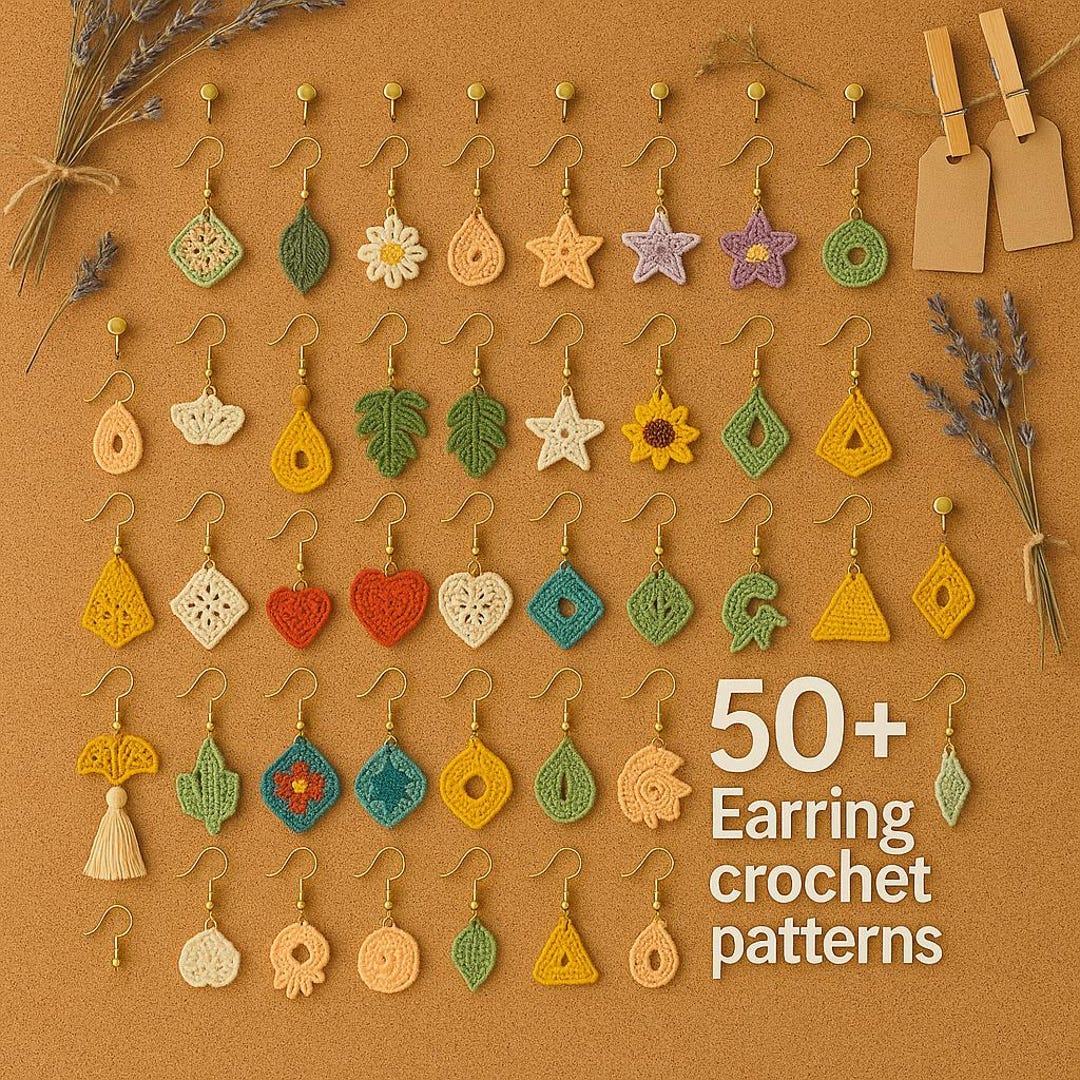 50+ Crochet Earring Patterns PDF Bundle – Instant Download DIY Jewelry ...