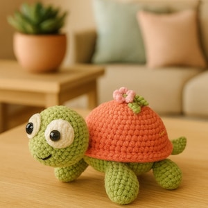 Crochet Turtle Amigurumi Pattern: Flower Shell Plush Toy (PDF Pattern ...