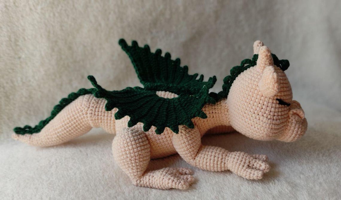 Crochet Sleeping Dragon Pattern: Amigurumi Plush With Wings (PDF ...