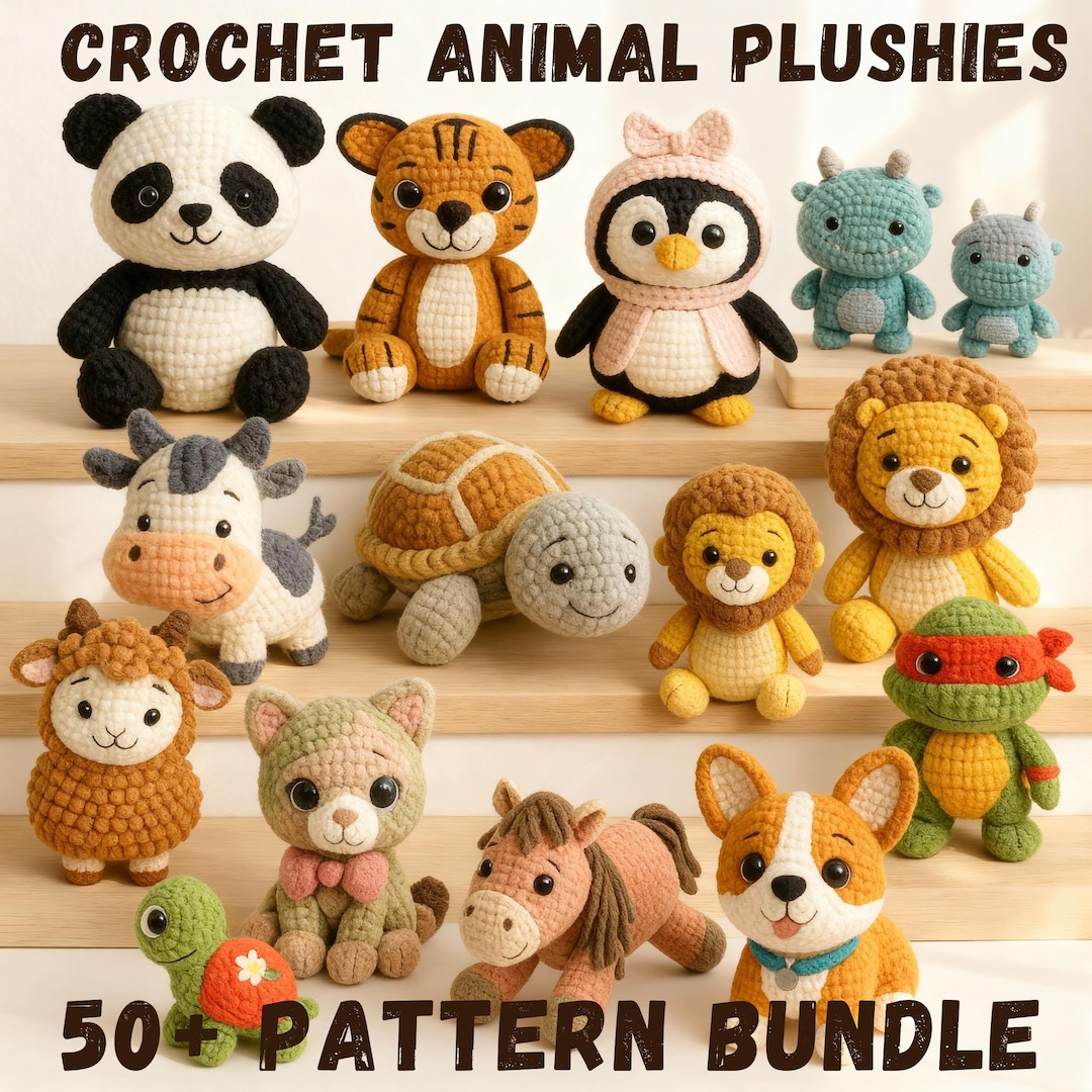50+ Easy Crochet Animal Patterns | Beginner Amigurumi Toy PDF Bundle - Etsy