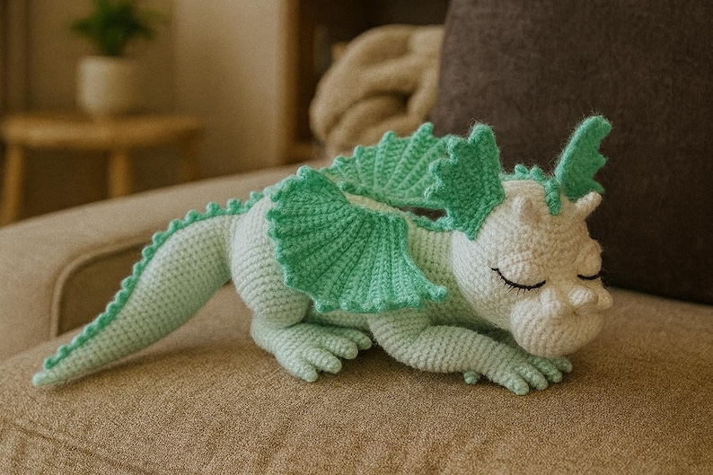 Crochet Sleeping Dragon Pattern: Amigurumi Plush With Wings (PDF ...