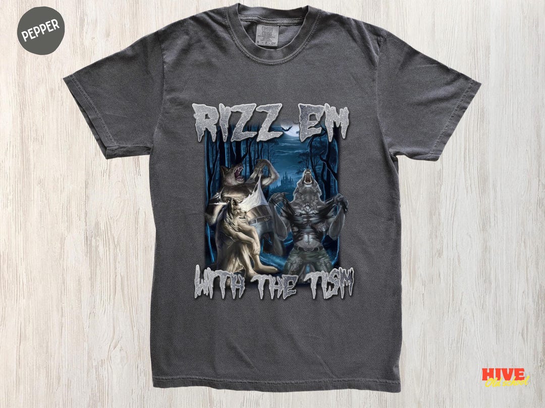 Rizz Em With the Howl Shirt: Funny Wolf Meme, Y2K Comfort Colors Tee - Etsy