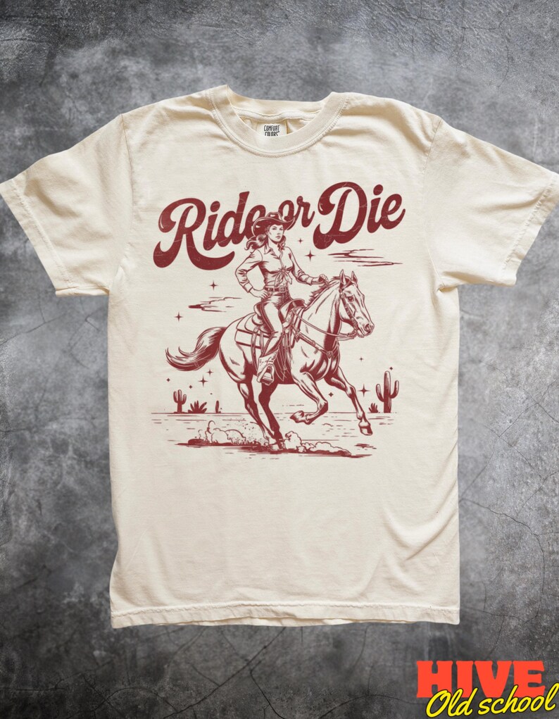 Ride or Die Shirt, Comfort Colors Western Wear, Vintage Retro Shirt ...