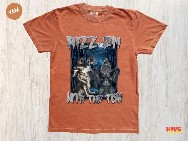 Rizz Em With the Howl Shirt: Funny Wolf Meme, Y2K Comfort Colors Tee - Etsy