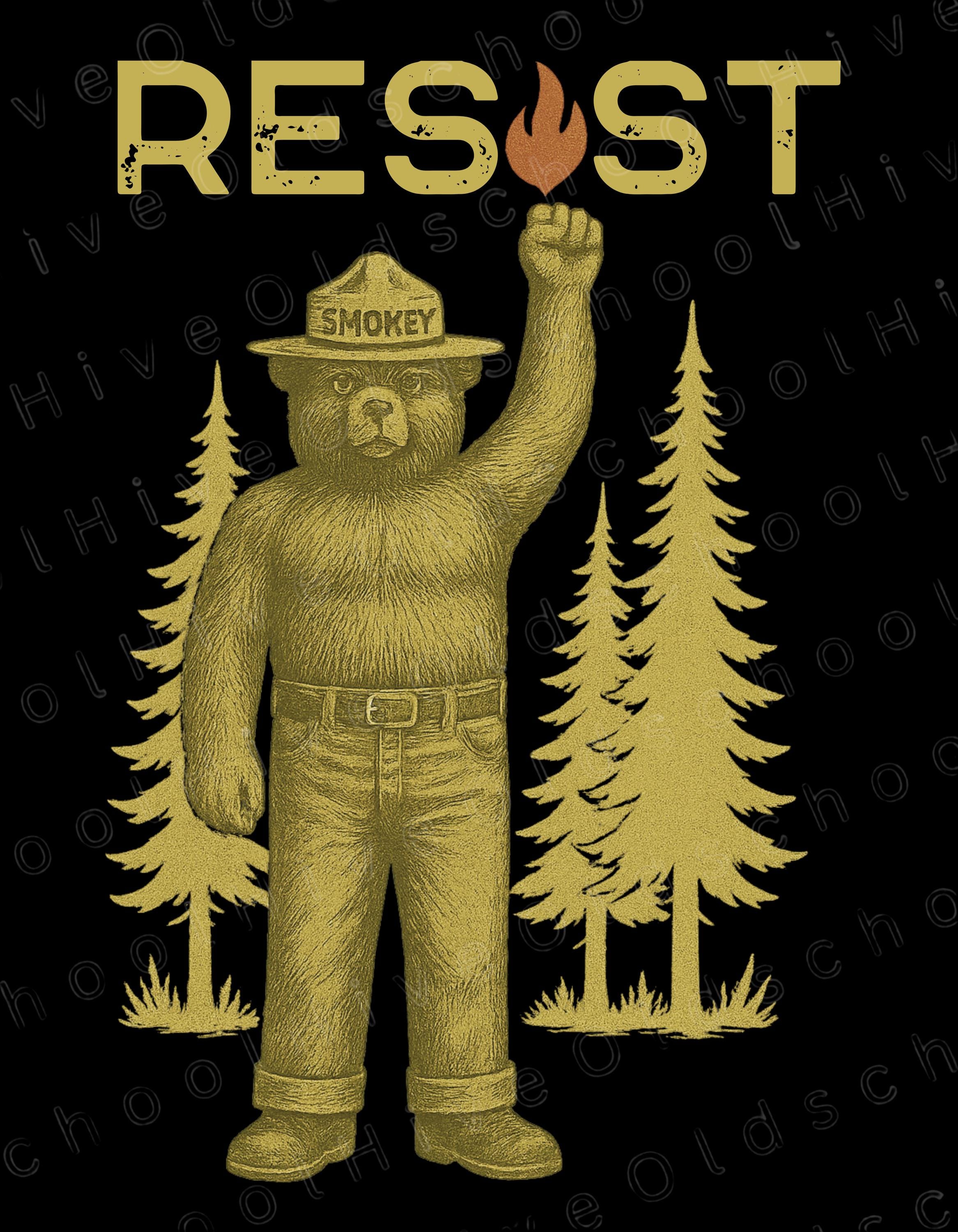 Smokey Bear Protest PNG, National Park Resist Design, Environmental ...