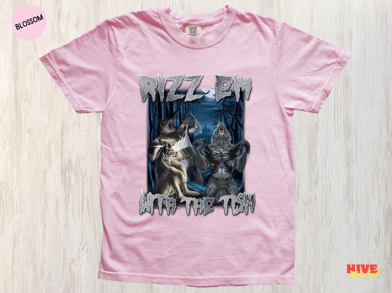 Rizz Em With the Howl Shirt: Funny Wolf Meme, Y2K Comfort Colors Tee - Etsy
