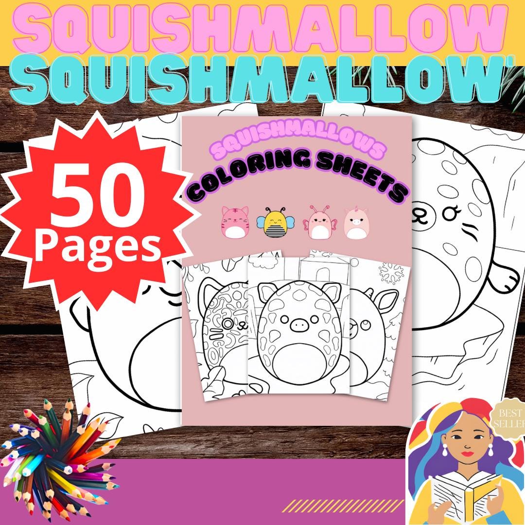 50 Printable Squishmallow Coloring Pages, Instant Download PDF ...