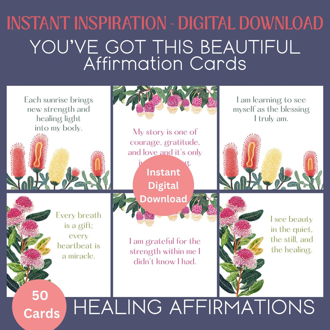Hope & Healing Affirmation Cards | Instant Download | Recovery Support ...