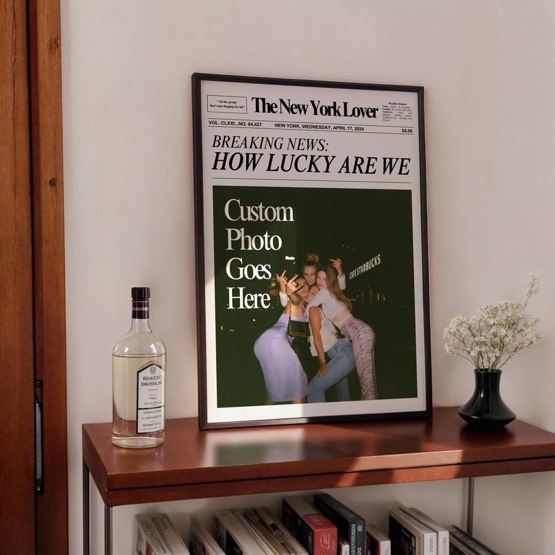 Custom How Lucky Are We Newspaper Art Print, Trendy Quote Poster ...