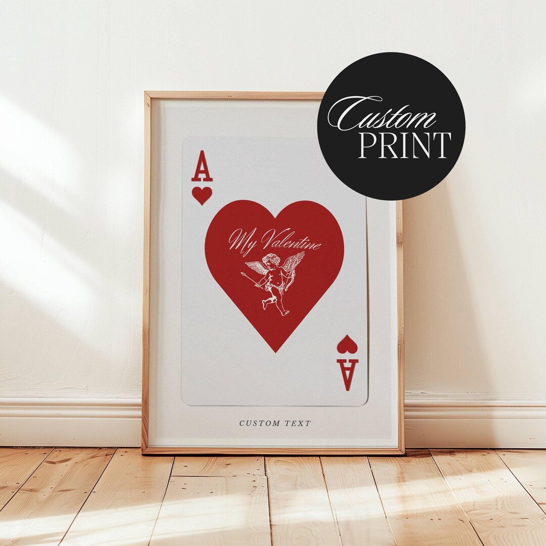 Custom Valentine's Day Playing Card Print, Trendy Retro Wall Art ...