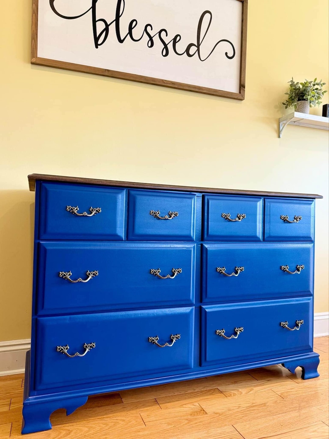 Vintage Blue Dresser With Rustic Brown Top 6-drawer Moosehead Dresser ...