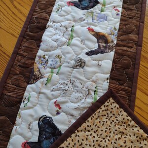 Quilted Table Runner, Slim Chicken Print Runner, Quilted Chicken Runner ...