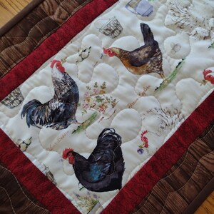 Quilted Table Runner, Quilted Chicken Runner, Quilted Farmhouse Runner ...