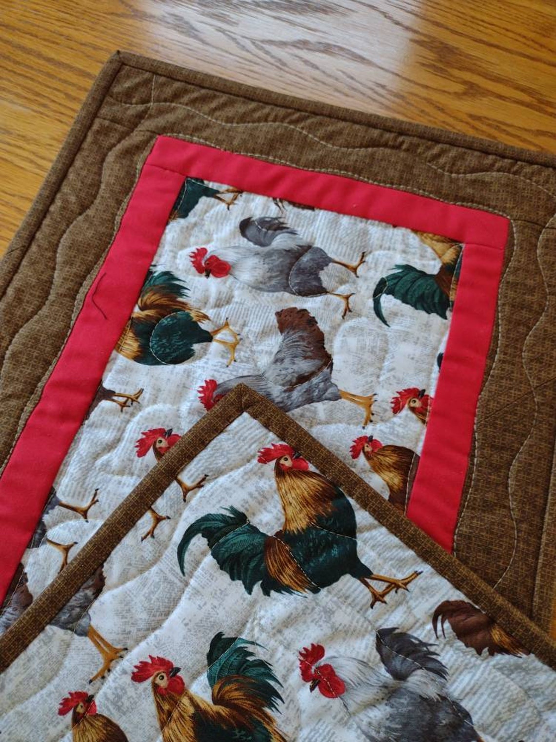 Quilted Table Runner Quilted Rooster Runner Farmhouse Table - Etsy