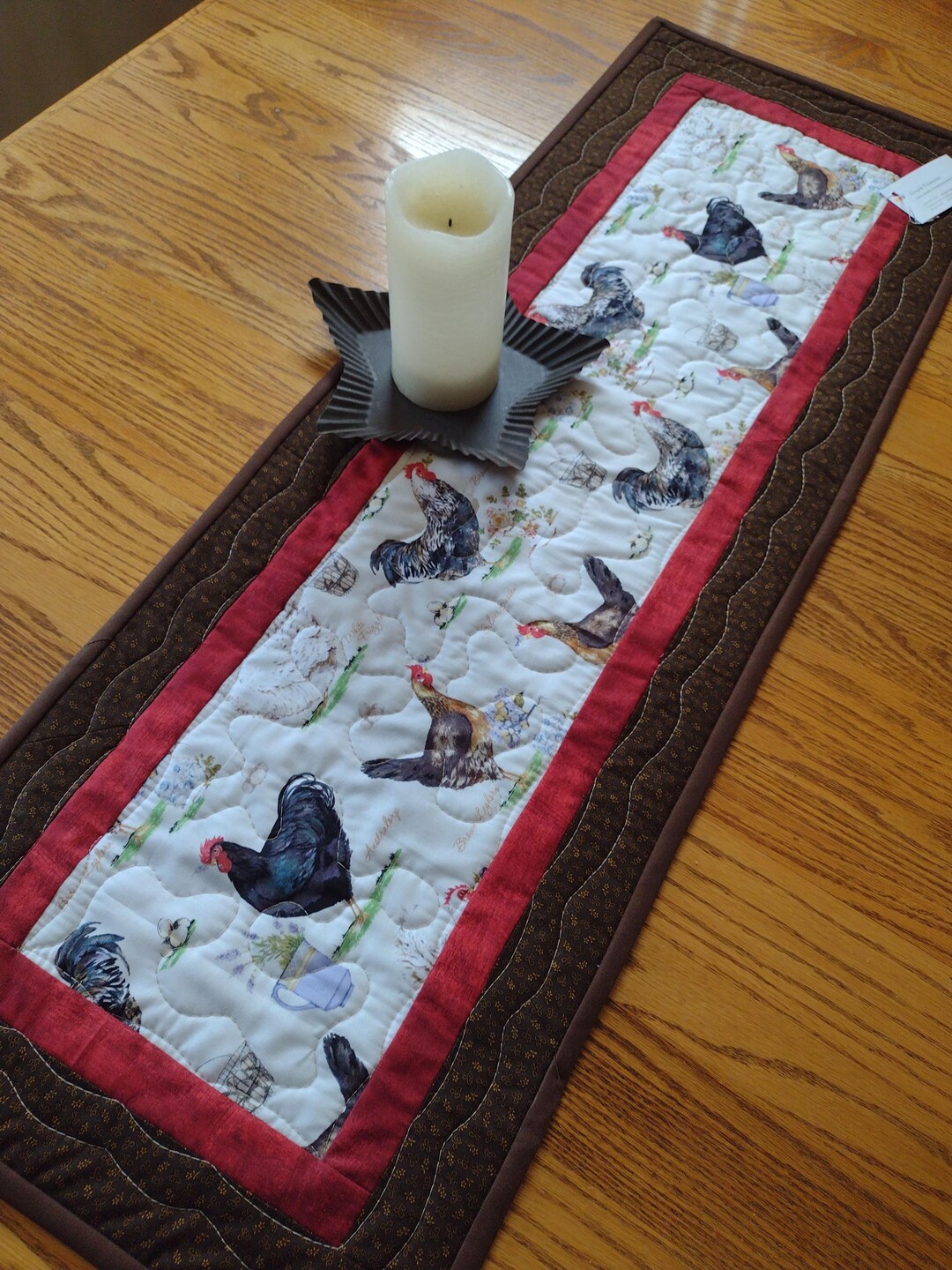 Quilted Table Runner, Quilted Chicken Runner, Quilted Farmhouse Runner ...