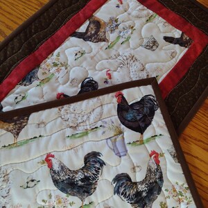 Quilted Table Runner, Quilted Chicken Runner, Quilted Farmhouse Runner ...