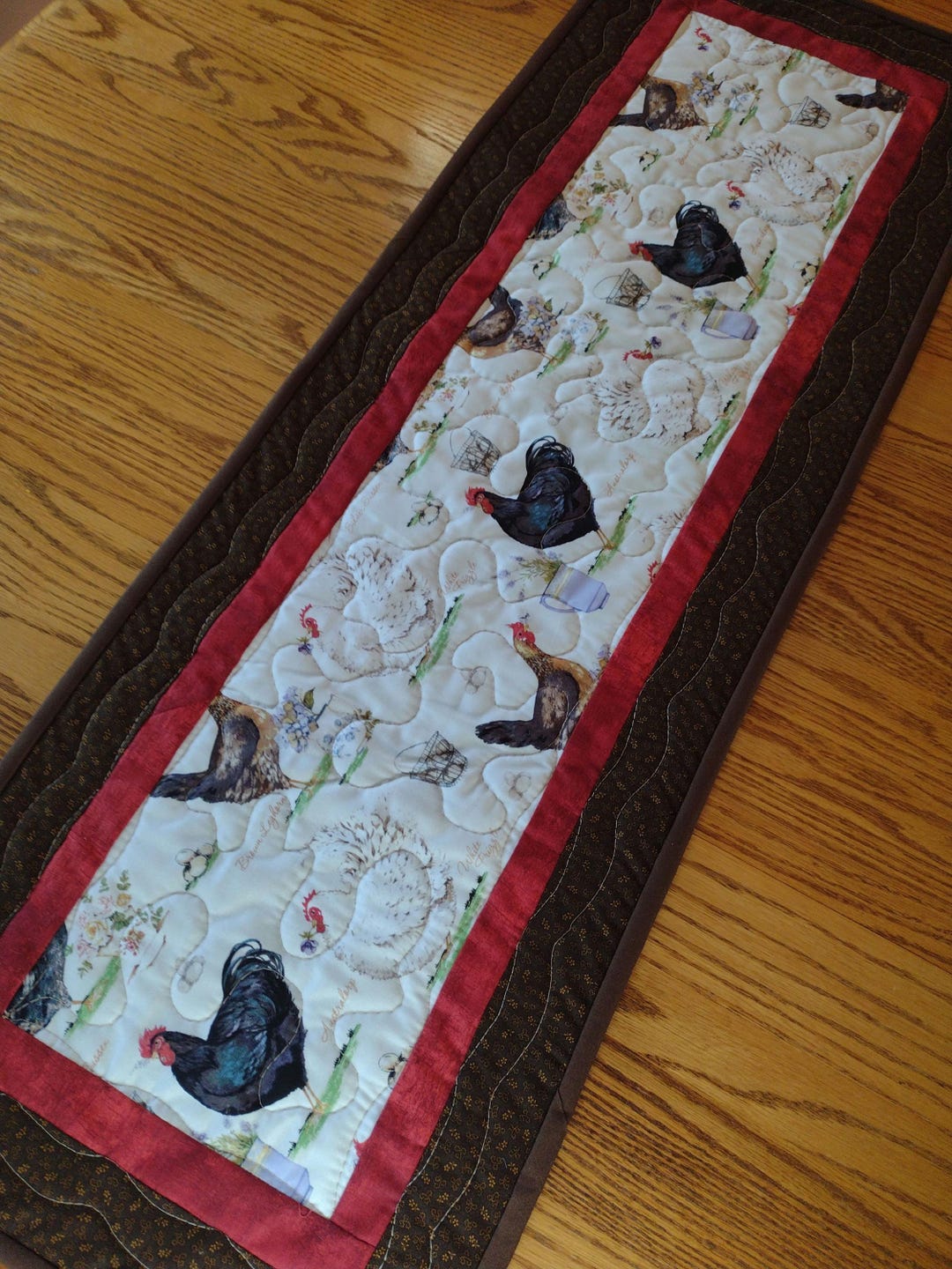 Quilted Table Runner, Quilted Chicken Runner, Quilted Farmhouse Runner ...