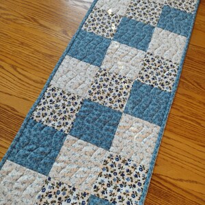 Quilted Table Runner, Blue Quilted Table Runner, Everyday Table Runner ...