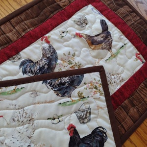 Quilted Table Runner, Quilted Chicken Runner, Quilted Farmhouse Runner ...