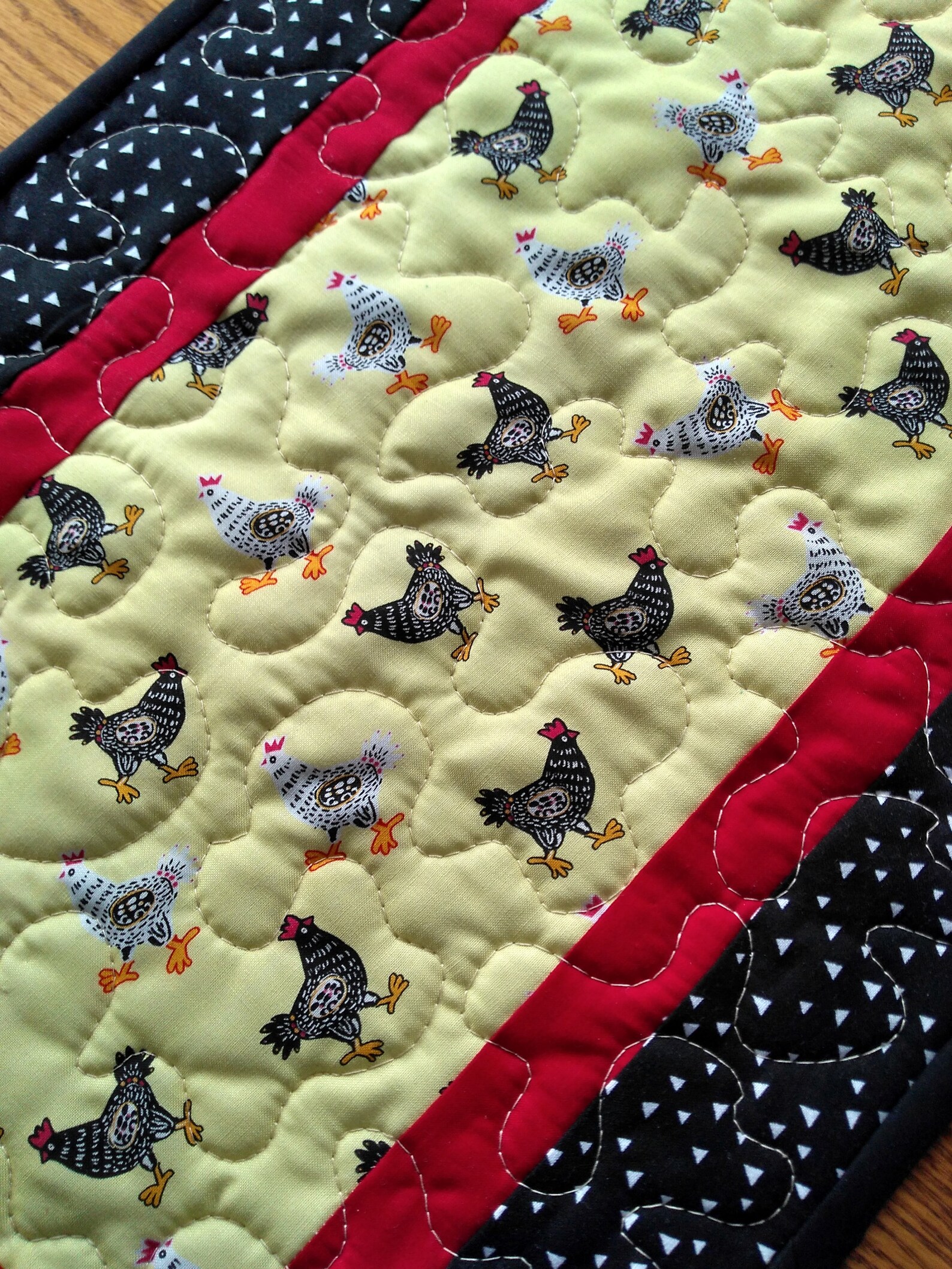 Quilted Table Runner Quilted Chicken Runner Farmhouse Table | Etsy