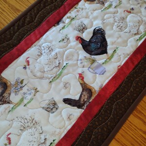 Quilted Table Runner, Quilted Chicken Runner, Quilted Farmhouse Runner ...