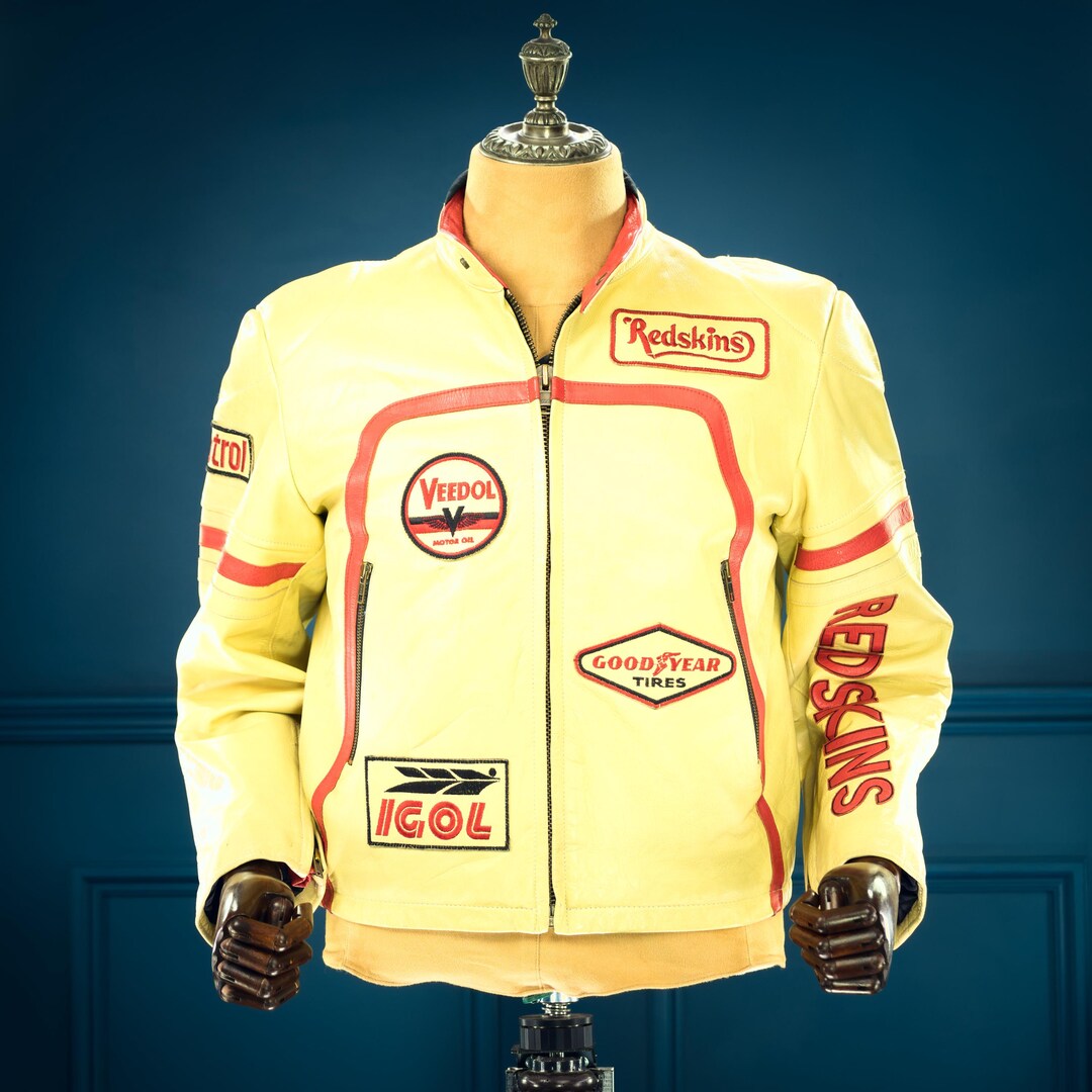 Vintage 1990s French Indy 500 Cafe Racer Biker Motorcycle Leather ...