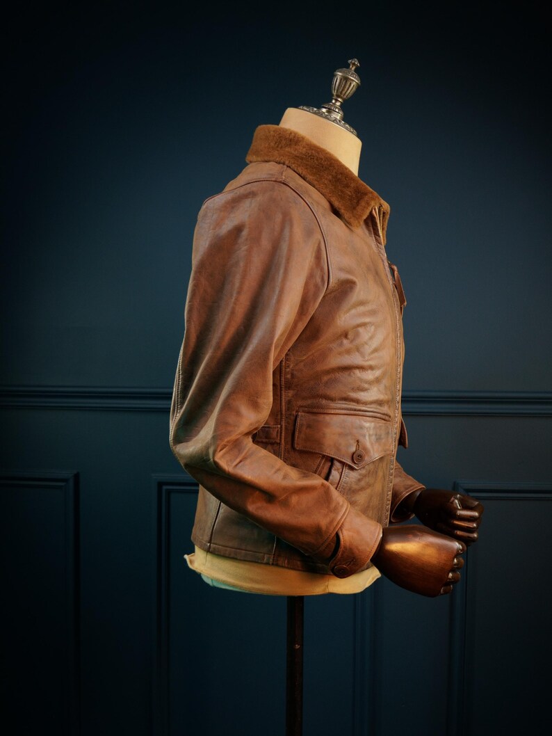 Ralph Lauren Double RRL Shearling Collar Newsboy 30s Style Leather ...