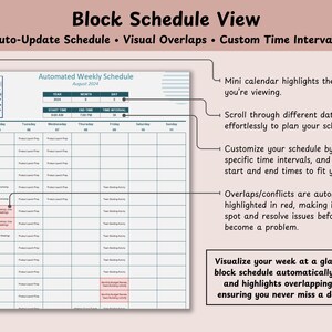 Automated Weekly Schedule Excel Template | Overlap Detection | Customizable Block Schedule - Etsy