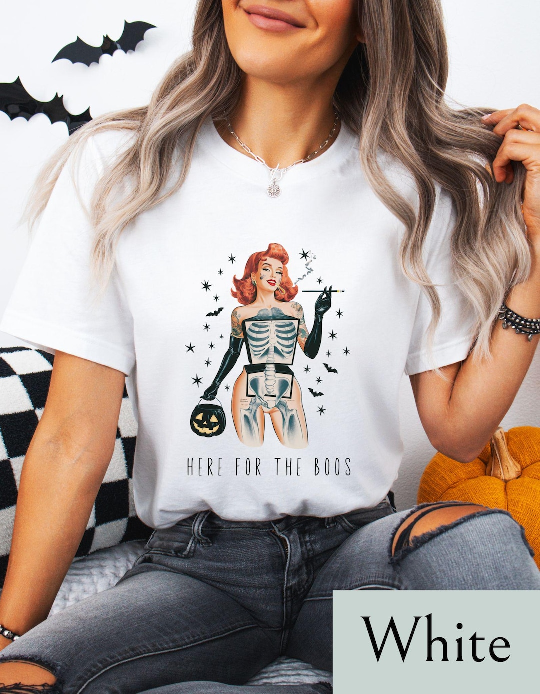 Here for Boos, Retro Pinup Girl, Halloween Pinup, Spooky Season, Funny ...