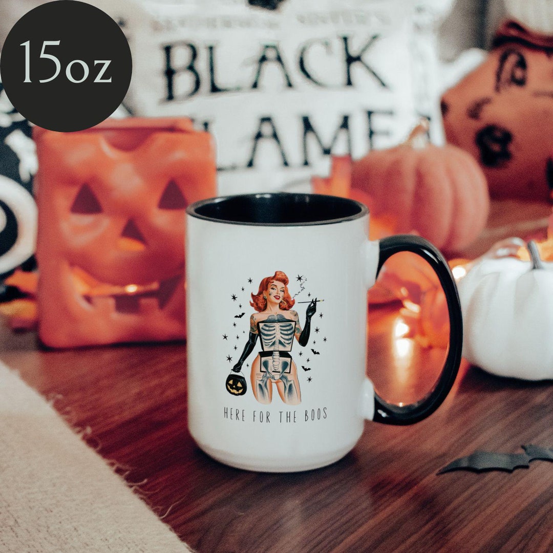 Here for the Boos Mug, Pinup Girl Mug, Halloween Mug, Coffee Lover Gift ...