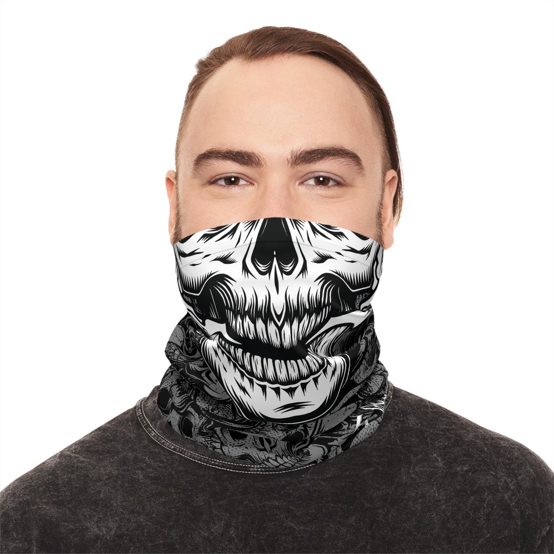 Blackout Ghouls Skull Neck Gaiter Halloween Face Mask, Lightweight ...