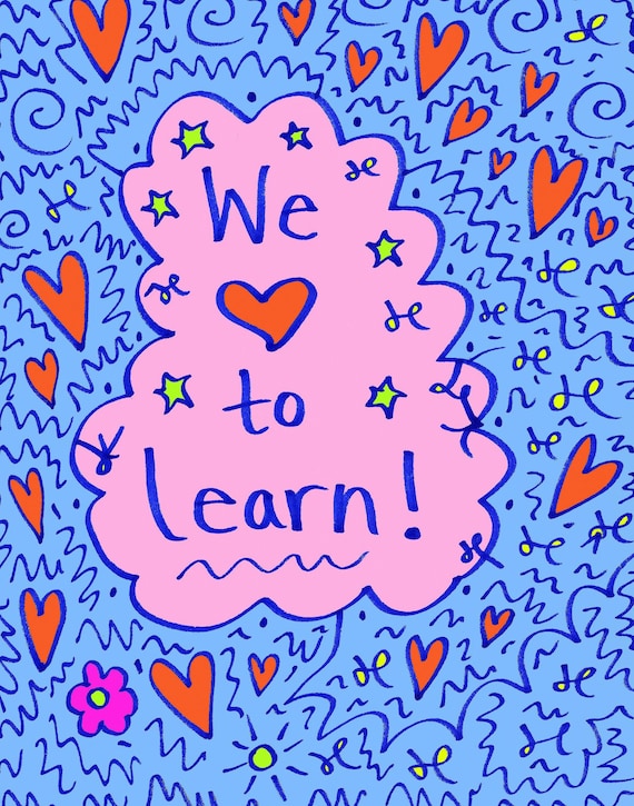 We Love to Learn 11x14 Bright Colorful Fun - Etsy