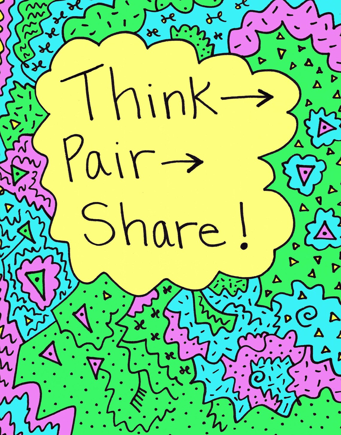 Think Pair Share 11x14 Bright Colorful Fun - Etsy