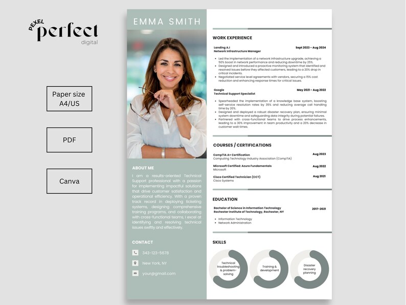 Modern Resume Template Fully Customizable With Canva on Any Device ...