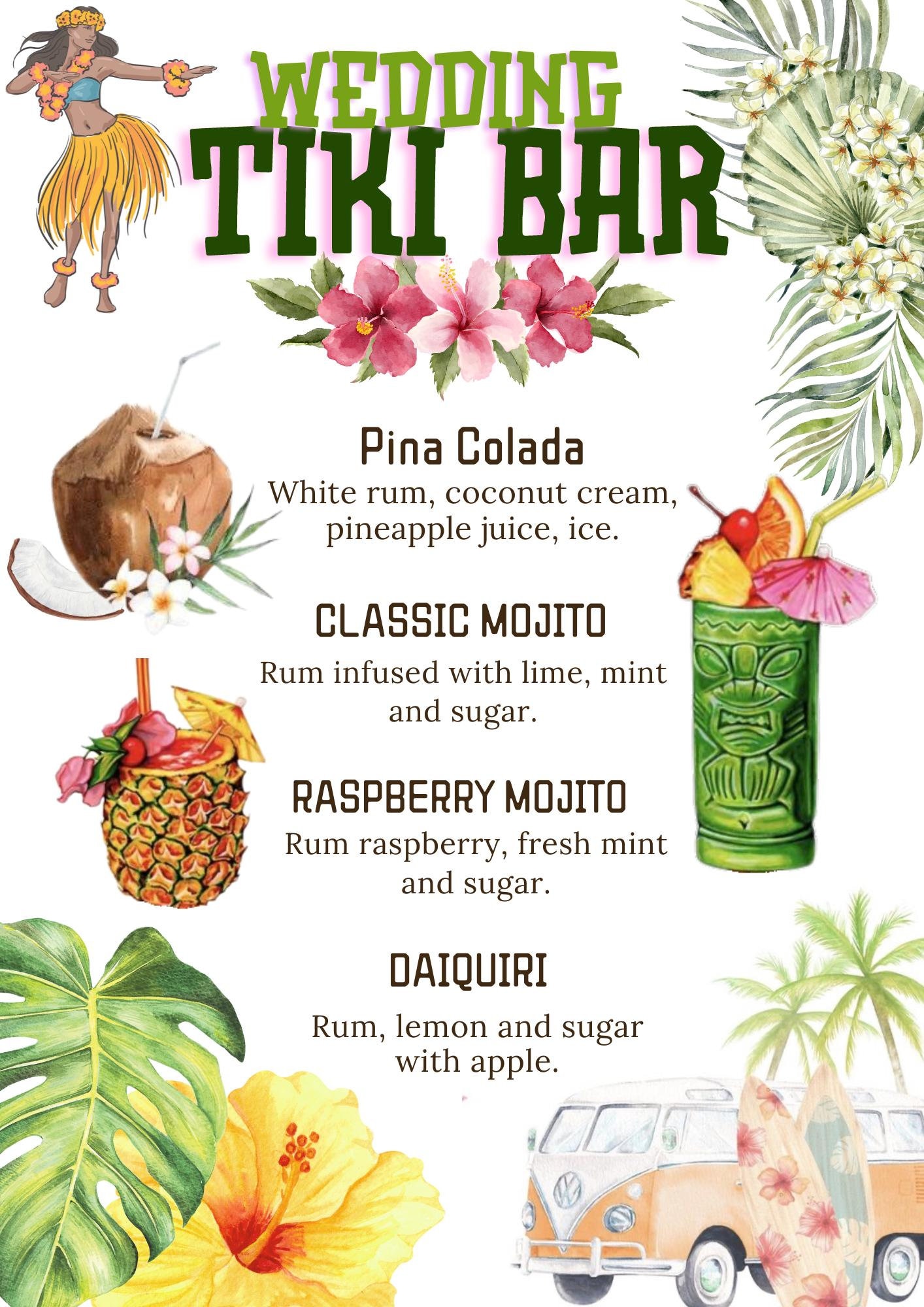 Tiki-style Bar Menu Template - Editable for Your Event! - Etsy