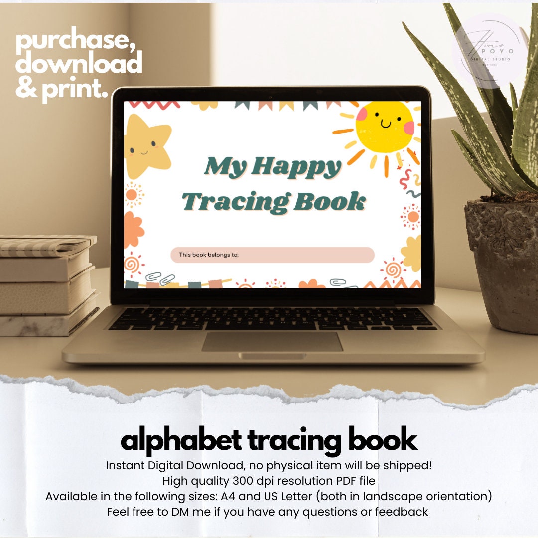Printable My Happy Tracing Book, Tracing Booklet, Digital Tracing Book ...