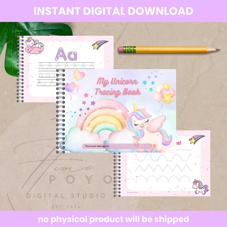 Printable Unicorn Tracing Book, Tracing Booklet, Digital Tracing Book ...