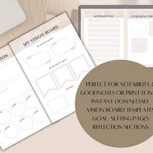 Digital Vision Book Journal With Affirmations Pages, Vision Boards ...
