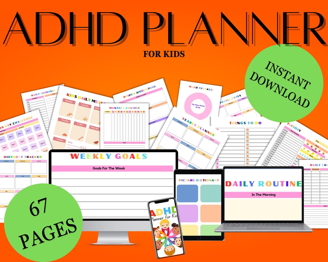 ADHD Planner for Kids Digital and Printable Daily Organiser Focus ...