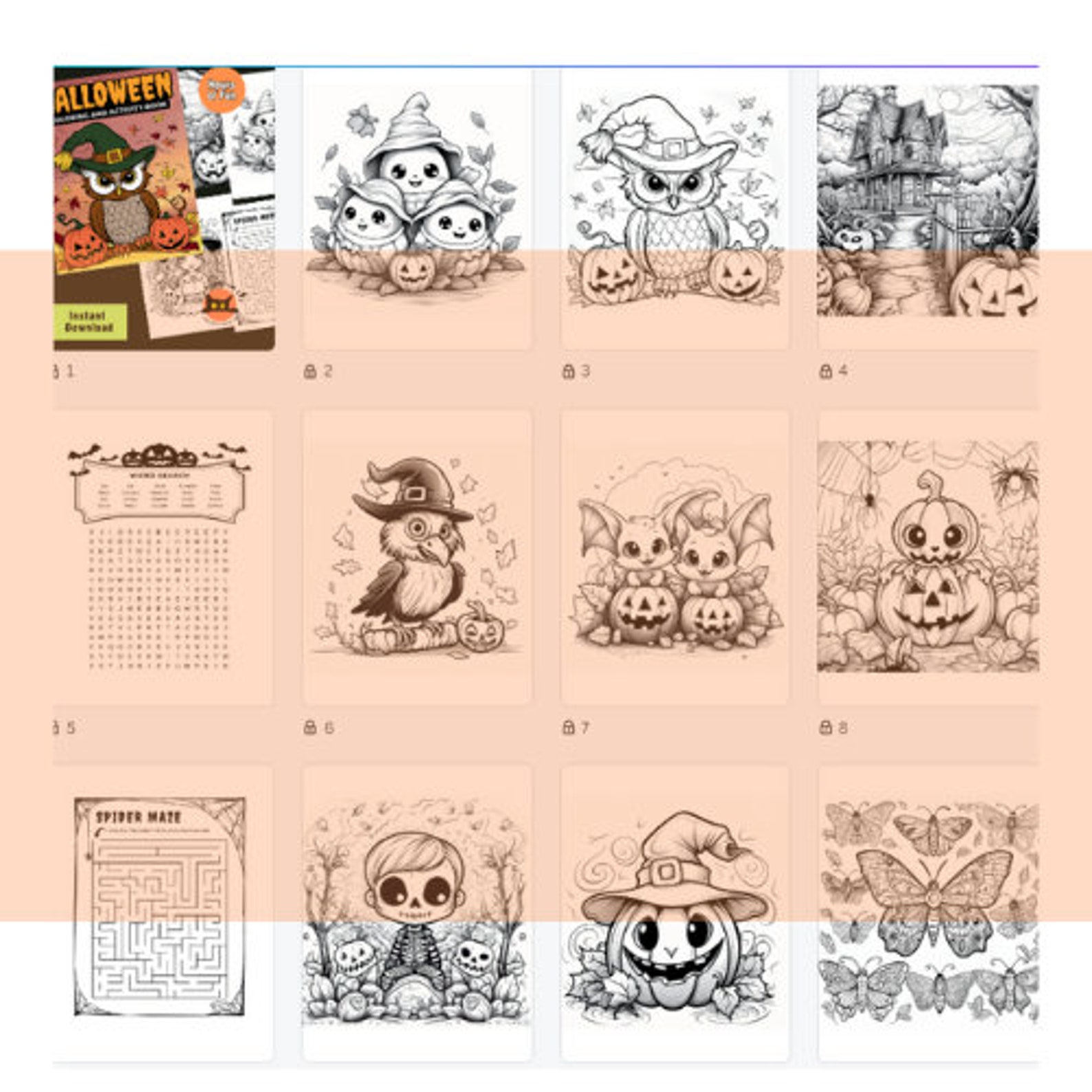 Fun and Spooky Halloween Coloring Book - Etsy