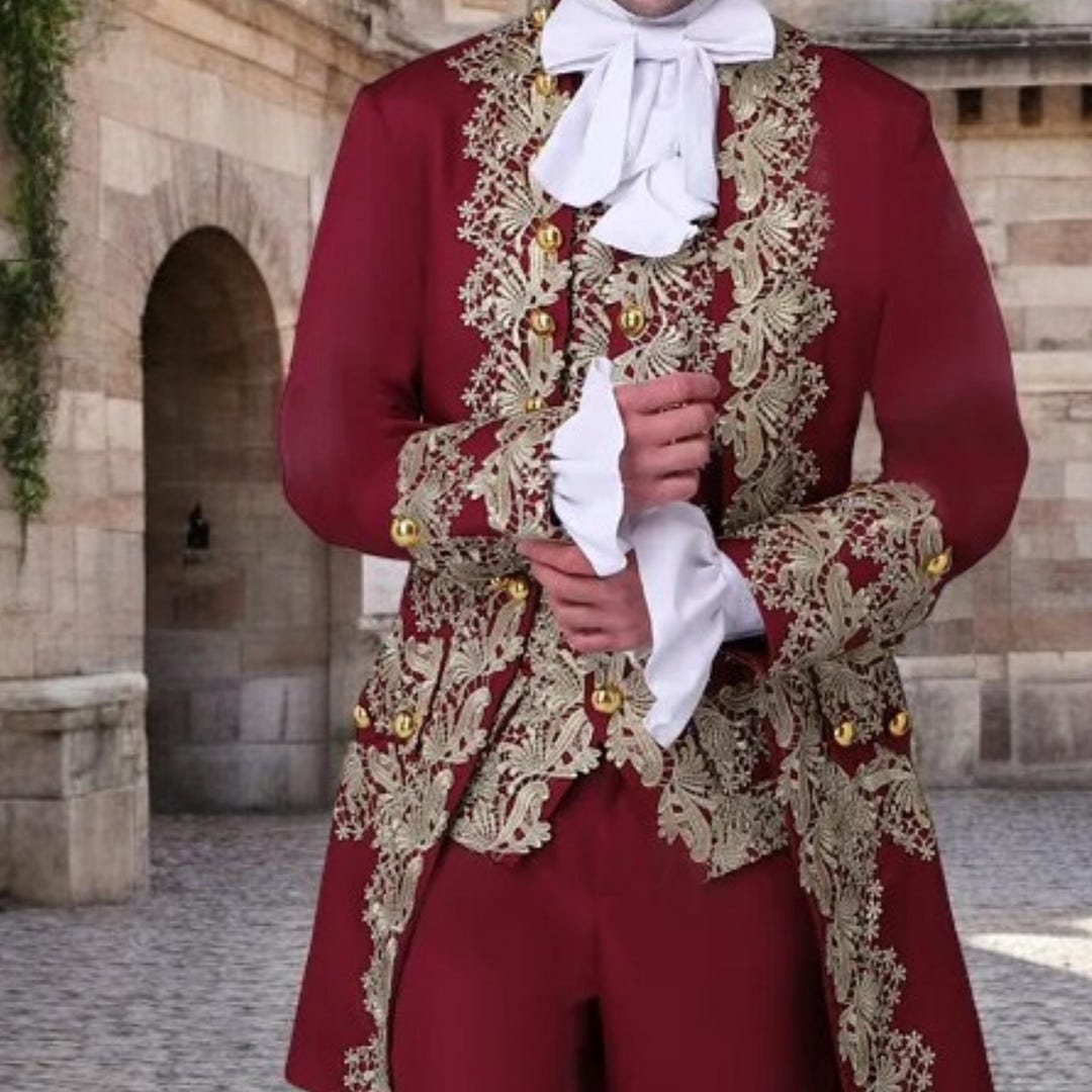 18th Century Costume, Baroque Mens Suit, Gold Embroidered Rococo Outfit ...