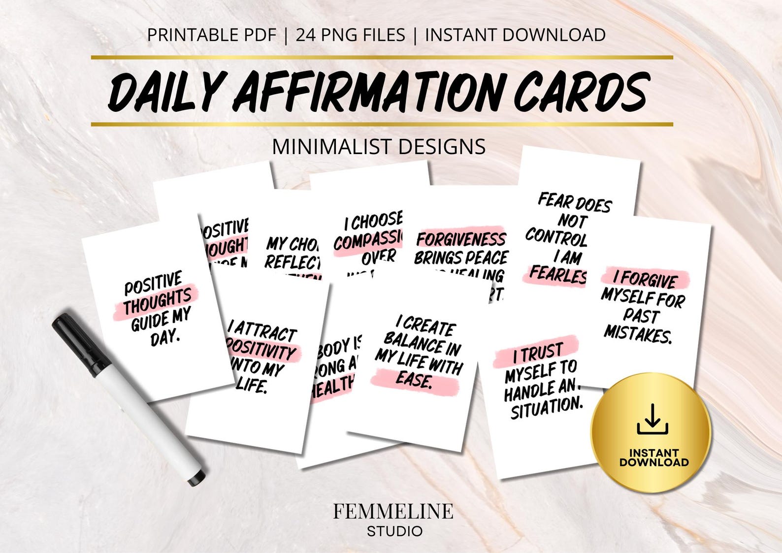 Printable Affirmation Cards Chic Minimalist Design positive Affirmation ...